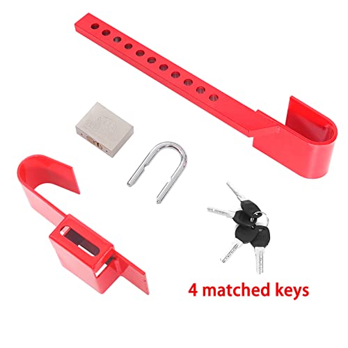 Heavy Duty Steel Cargo Door Lock/Standard Shipping Container Lock with 4 Keys Adjustment Range: 12-1/2" - 18-7/8" Coated with red Color(Keyed Differently)