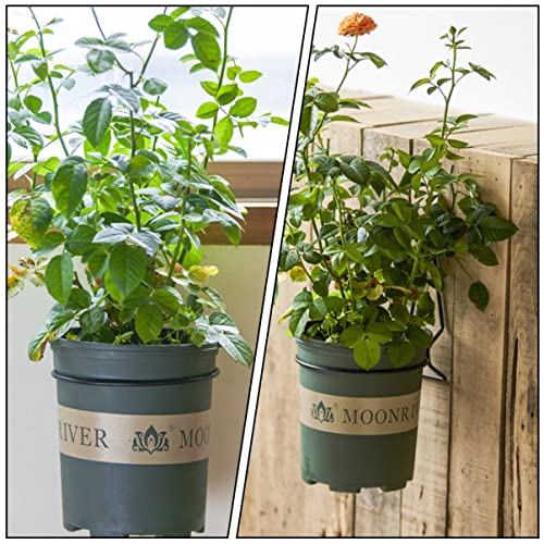 Happyyami 6 pcs Rings Railing Heavy Duty Hook Planter/Hanging Pots Wall Bonsai Decor Indoor Mounted for Home The Black Planters Over Outdoor Baskets Decoration Plants Balcony Fence Basket