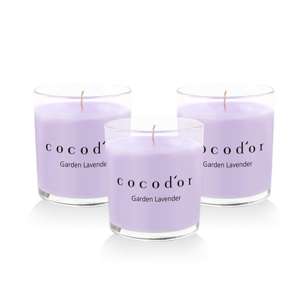 COCODOR Premium Jar Scented Candles/Garden Lavender / 3 Pack / 30-40 Hour Extended Burn Time/Holiday Decoration, Home Deco, Interior, Aromatherapy, Fragrance, Mother's Day