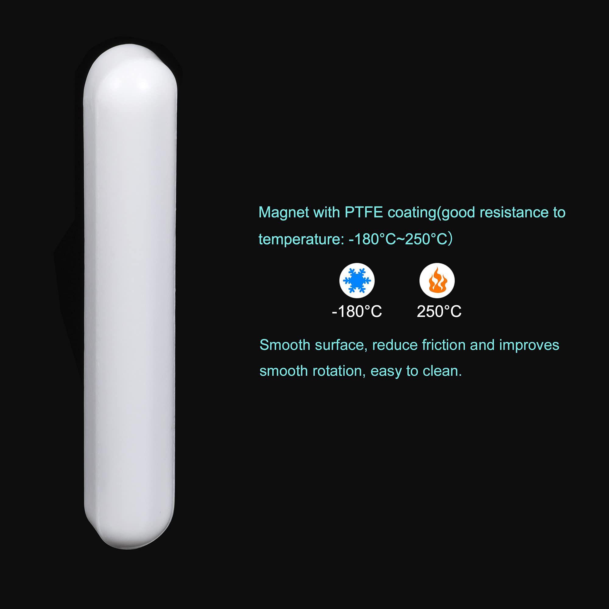 MECCANIXITY Magnetic Stirrer Mixer Stir Bar Rod 50mm(1.97") Cylinder Shape PTFE Coating Magnet White for Laboratory Pack of 2