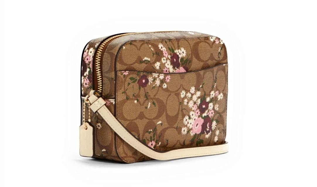 COACH WOMENS MINI CAMERA BAG IN SIGNATURE LEATHER 2403 (Khaki Pink Multi)