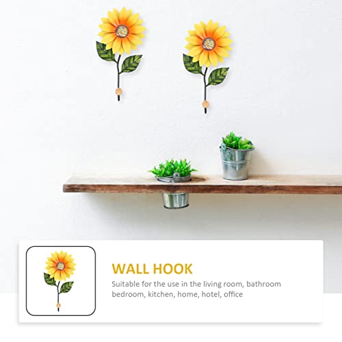 YARNOW Wall Hooks Wall Mounted Art Flower Hook Vintage Metal Sunflower Hooks Keys Aprons Kitchen Wall Hangers for Hanging Coat Hat Key Towel Vintage Hanger Yellow
