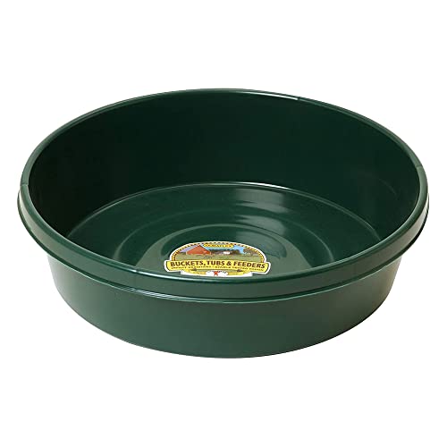 Little Giant 3 Gallon Durable and Versatile Plastic Flat Farm Livestock and Pet Ranch Home Feed and Water Utility Pan, Green (2 Pack)
