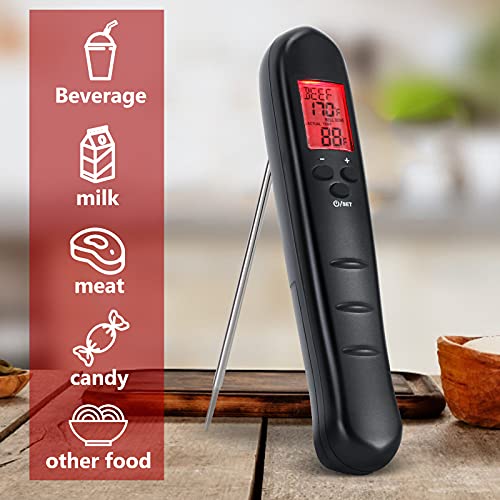 Digital Meat Thermometer,Sound Alarm,Preset Meat Type and Doneness Levels,Homelwsun Instant-Read with LCD Readout Display,for Cooking,Kitchen,Liquids,Candy,Grilling and BBQ.