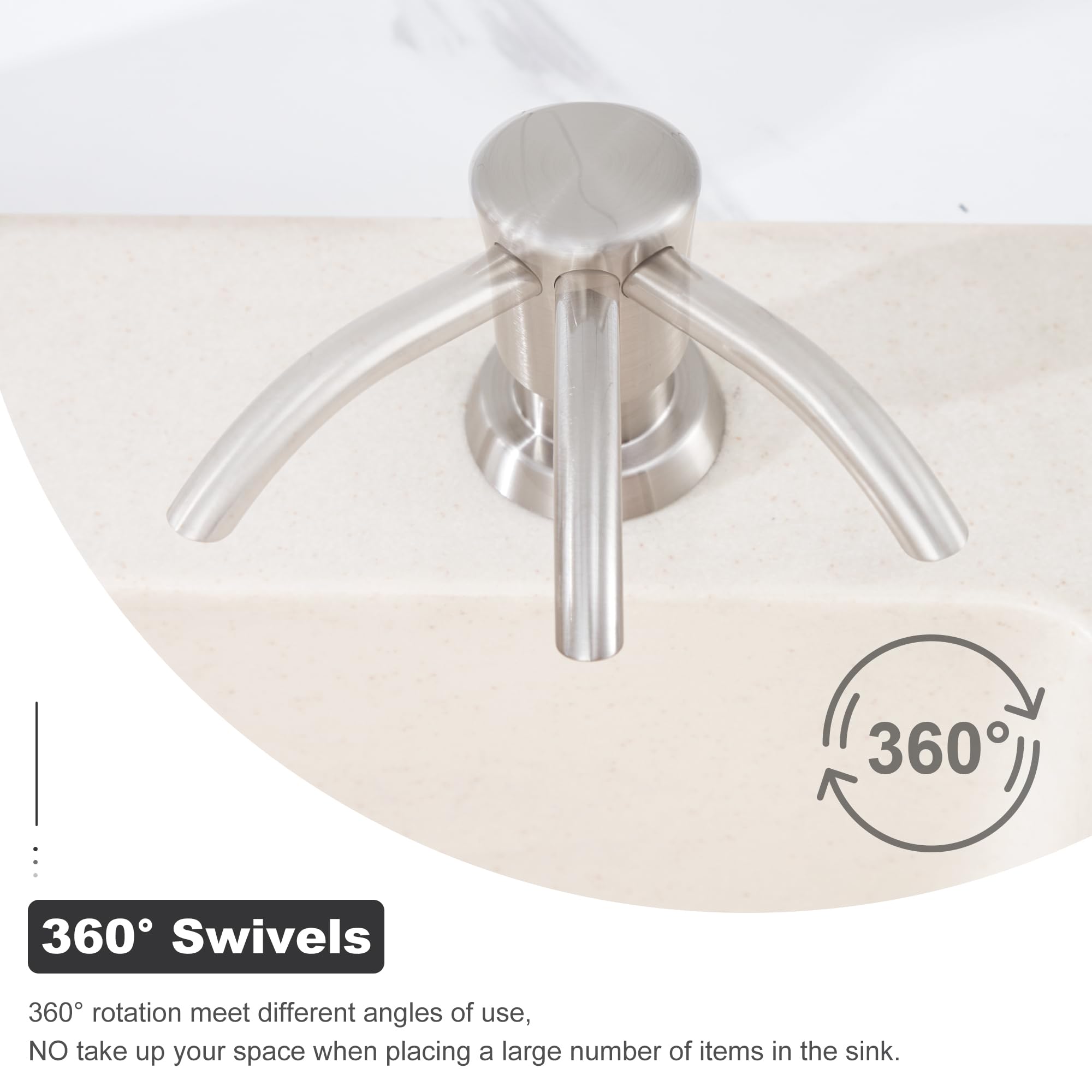 GAGALIFE Built in Sink Soap Dispenser or Lotion Dispenser for Kitchen Sink, Brushed Nickel ABS Pump Head, with 13 Ounce Large PET Soap Bottle