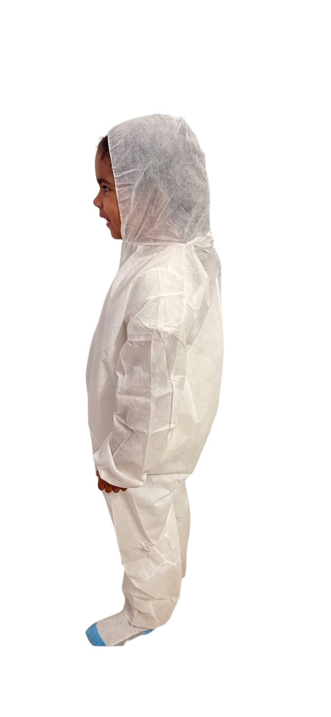 Disposable Children's Coveralls w Hood and elastic wrists (MEDIUM) Size 7/8, pack of 5
