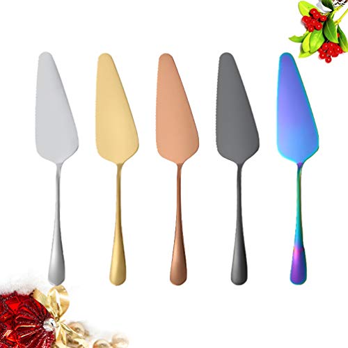 DOITOOL Colorful Pie Cake Server Knife, Wedding Cake Serving Set, Stainless Steel Cake Pie Pastry Servers, Simple Serrated Cake Shovel, Mirror finish& Onside with Fine Serrated