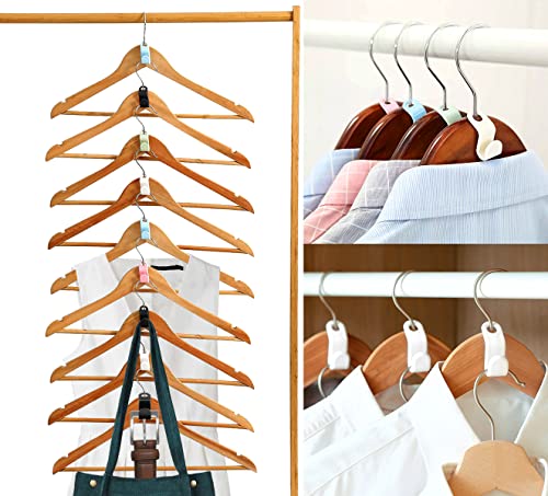 HOLLIHI 100 Pcs Clothes Hanger Connector Hooks,Plastic Cascading Hanger Hooks Extender Clips Connection Hooks,Space Saving Wardrobe Clothing Outfit Hangers Hooks for Organizer Closet Cabinet, 5 Colors
