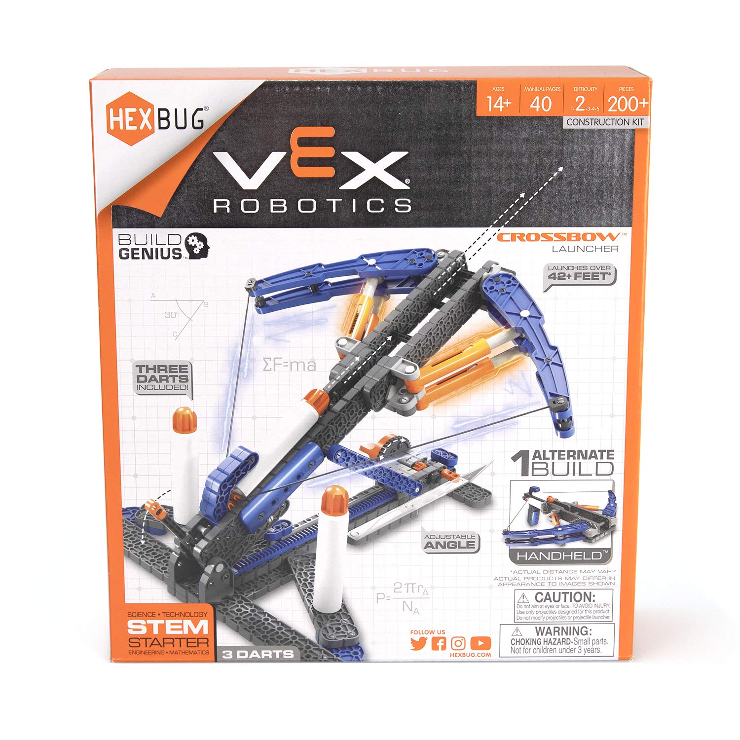 HEXBUG VEX Robotics Crossbow 2.0, STEM Learning, Toys for Kids (Blue/Orange)