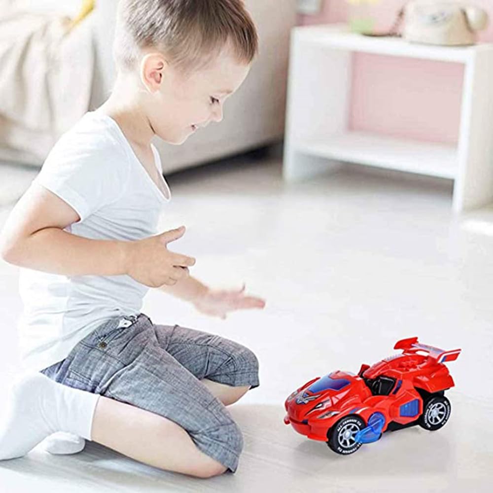 Toy Car,Dinosaur Deformation car,Transforming Dinosaur LED Car, Deformation Car Robot Vehicle Toys (Red)