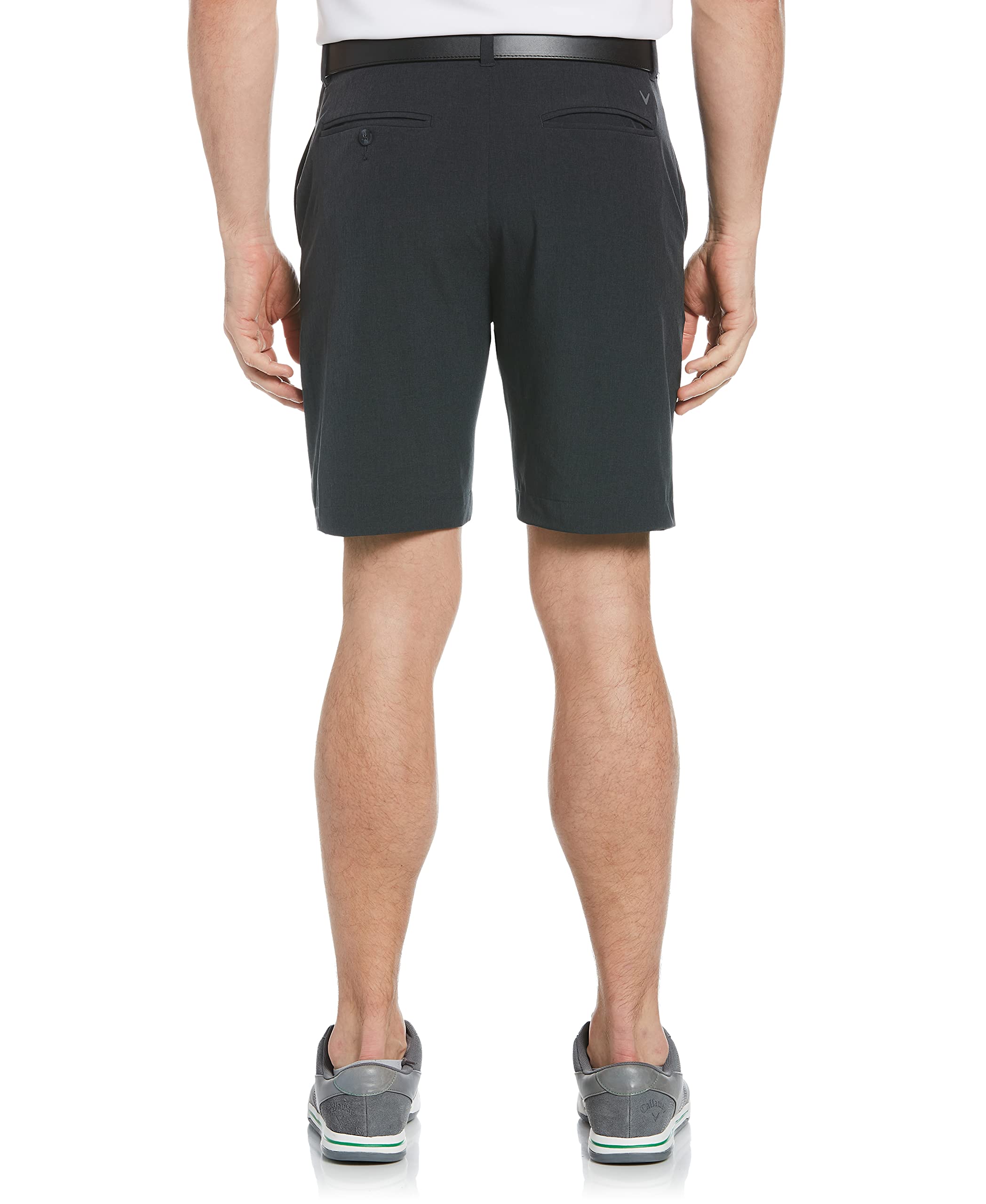 Callaway Men’s 9" Swing Tech Heather Ergo Golf Shorts with Active Waistband, Durable Fabric, Black Grey Htr, 44 Big