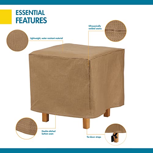 Duck Covers Essential Water-Resistant 22 Inch Square Patio Ottoman/Side Table Cover