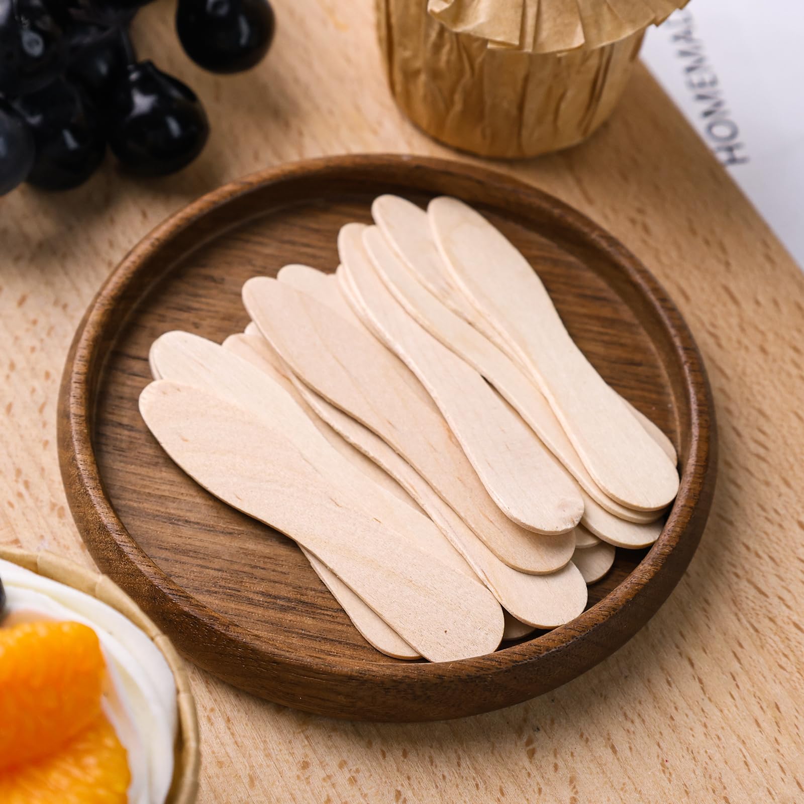 HANSGO 400PCS Wooden Ice Cream Spoons, Mini Tasting Spoons Wooden Small Dessert Spoons Sample Spoons for Crafts Tasting Sampling
