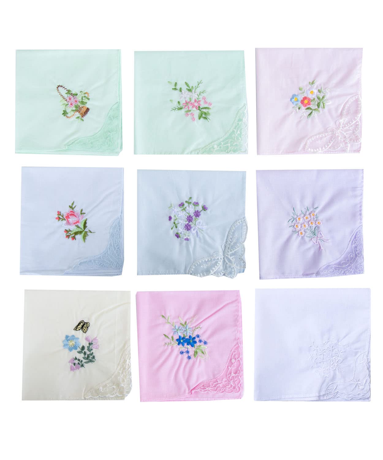 CoCoUSM Womens Handkerchiefs Lace Embroidered Cotton Handkerchiefs Bulk