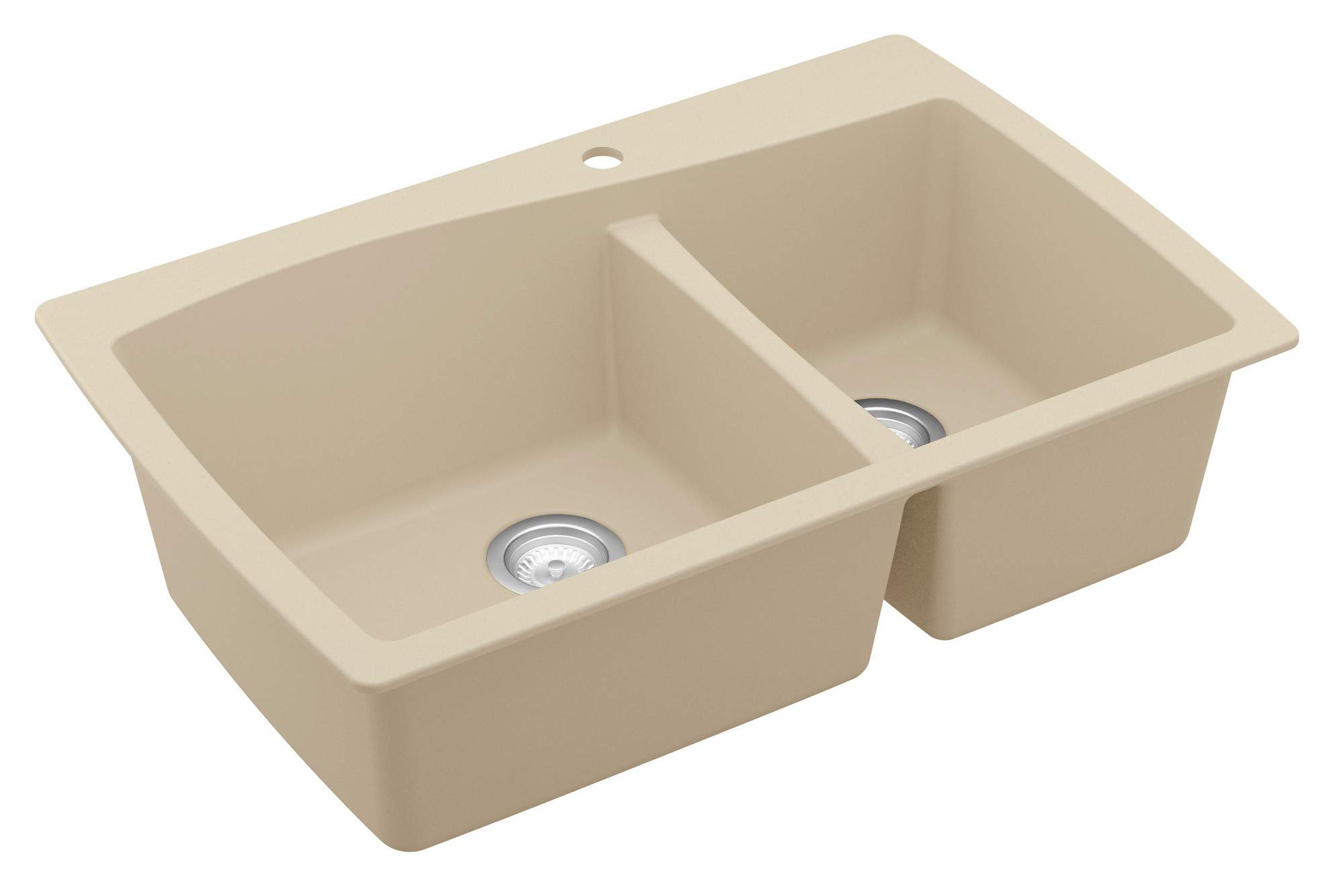 Karran QT-721 Drop-In Quartz Composite 34 in. 1-Hole 60/40 Double Bowl Kitchen Sink in Bisque