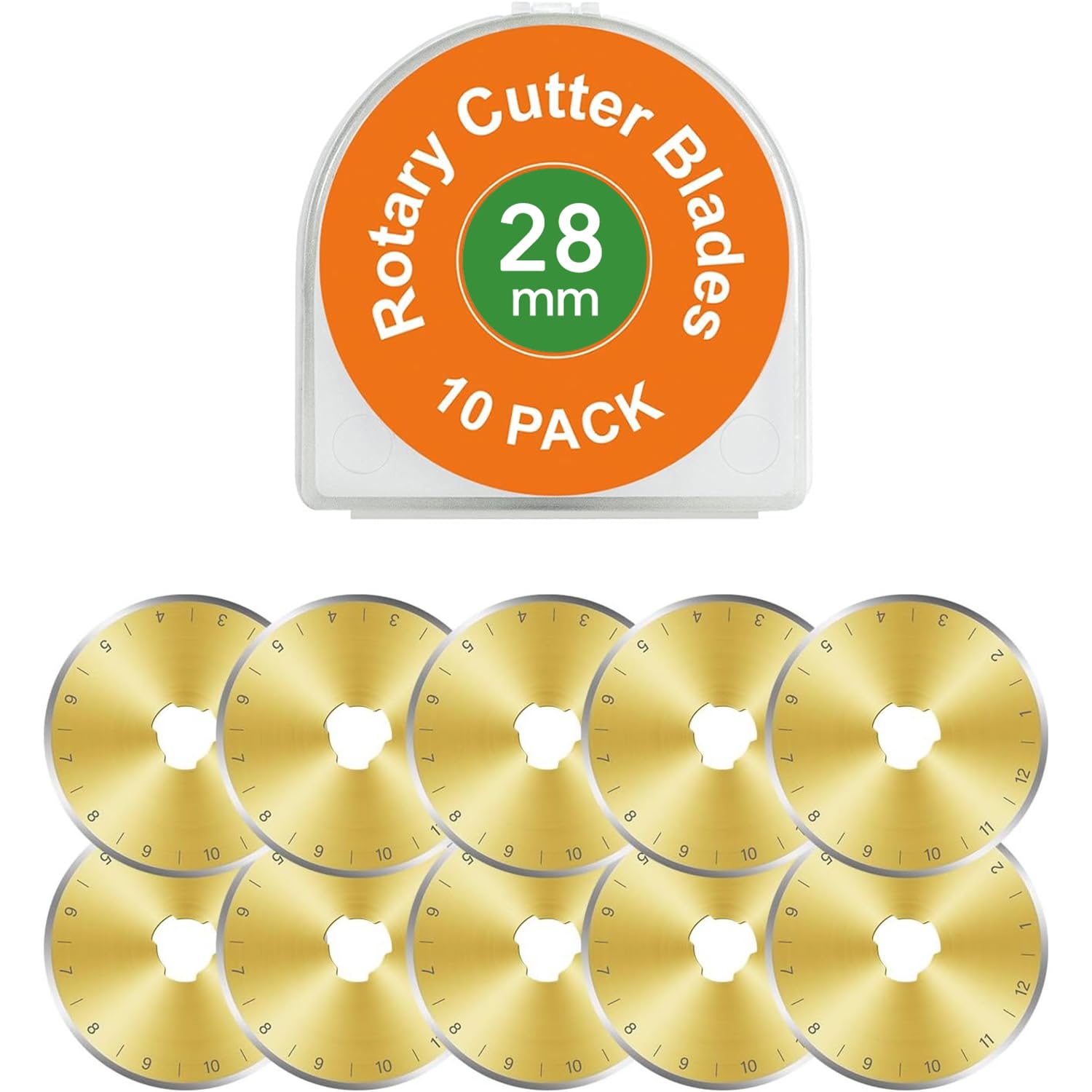 Kingsource SKS-7 Titanium Coated 10 Packs 60mm Rotary Cutter Blades Replacement for Olfa, Fiskar, Martelli, Truecut Cutter Tool, Perfect for Cuts Fabric, Sewing, Leather and Paper