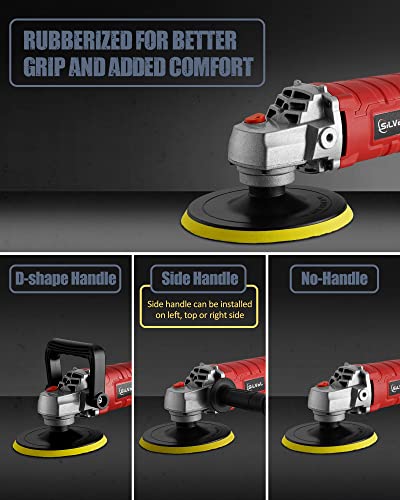SILVEL Buffer Polisher, 1600W 7 Inch/6 Inch Rotary Car Buffer Polisher Waxer, 7 Variable Speed 1000-3500 RPM, Detachable Handle for Car, Boat Sanding, Polishing, Waxing