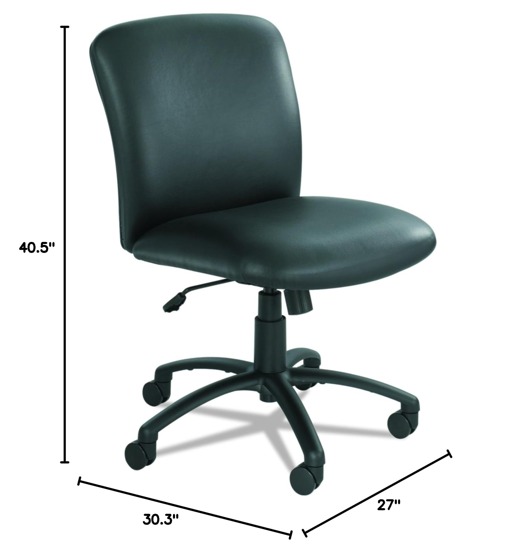 Safco Products Uber Big and Tall Mid Back Chair 3491BV, Black Vinyl, Rated for 24-7 Use, Holds up to 500 lbs. (Optional arms Sold Separately)