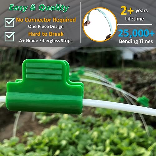LANEVAN Greenhouse Hoops for 2-4ft Wide Raised Beds, 6.56ft Long Super Bendable Fiberglass Garden Hoops, Weather Resistant Grow Tunnel Support Hoops Frame for Plant Row Cover, 6 Pcs