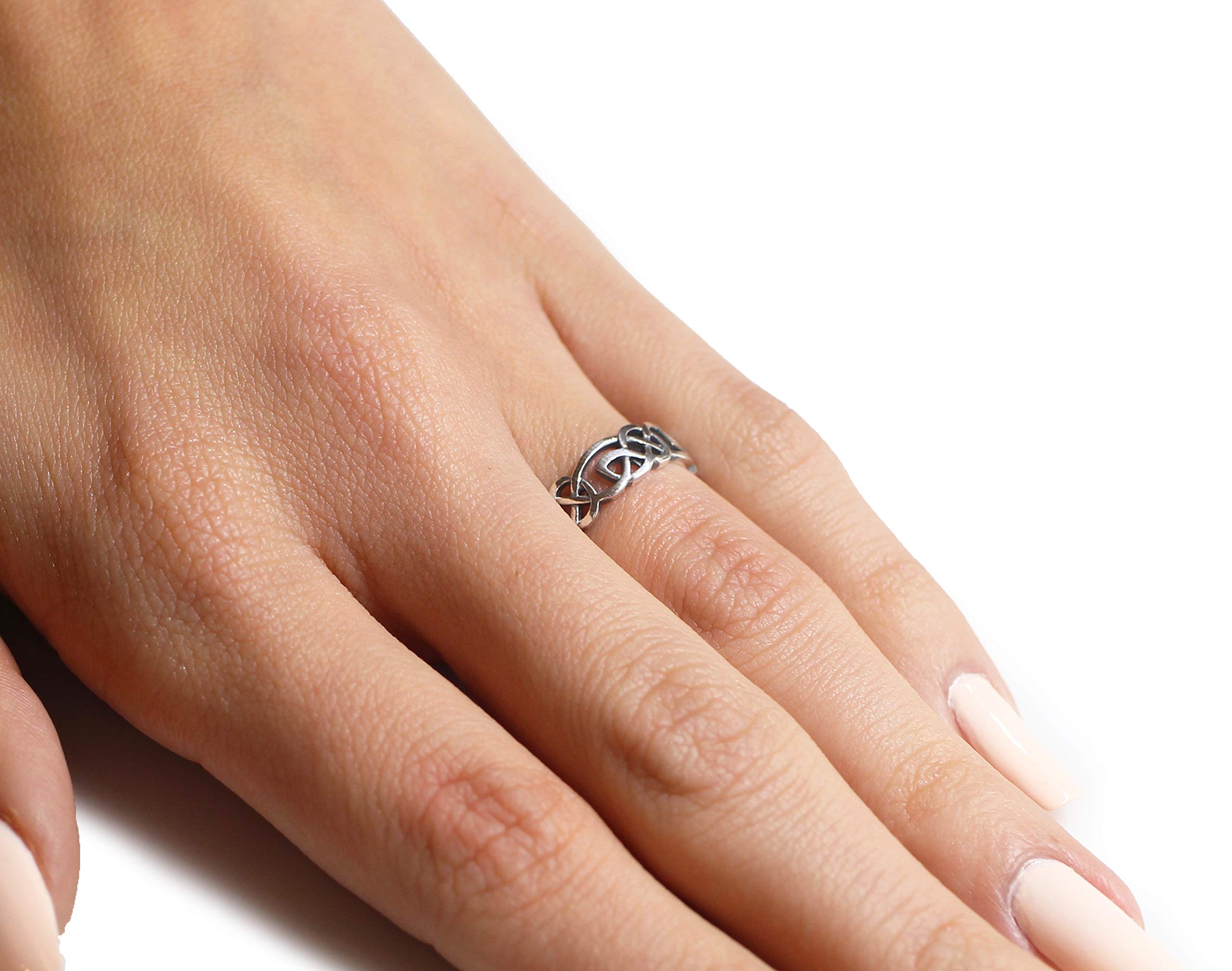 CloseoutWarehouse 925 Sterling Silver Celtic Wicca Pagan Eternity Ring (Sizes 2-15) (Silver, 8)