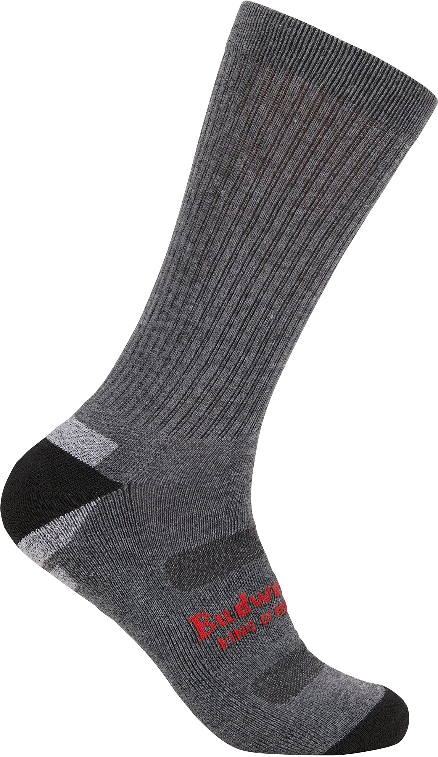 Budweiser Mens 10 Pair Pack Athletic Crew Cushion Socks - One Size Fits All Black/Grey/White