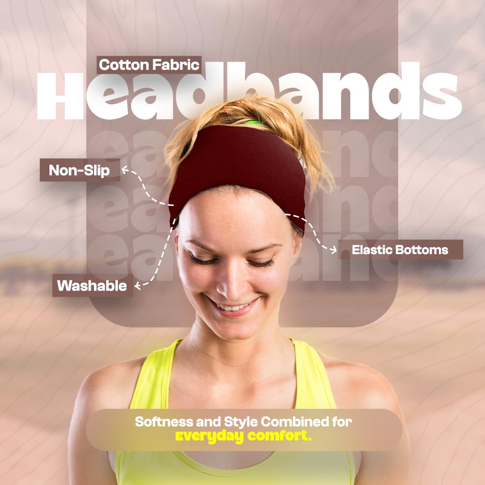 CoverYourHair Wide Headbands for Women - Cotton Thick Headbands for Women - (12 Pack Wide Headbands)