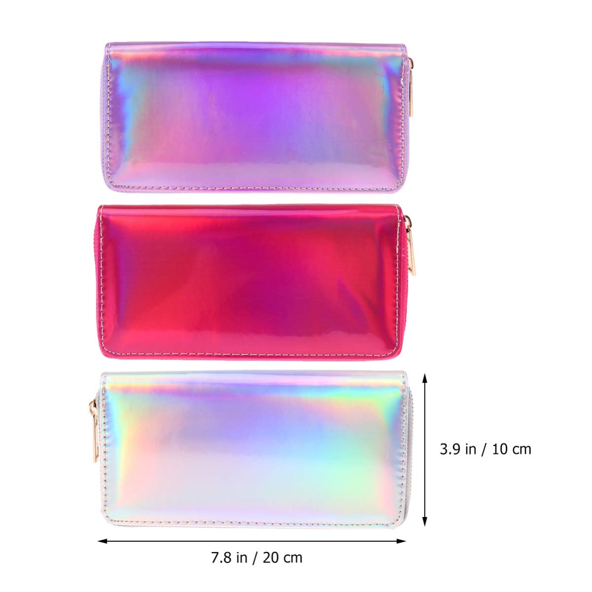 VALICLUD Holographic Zipper Long Wallet Purse Iridescent Rainbow Card Cell Phone Holder Slim Long Pouch for Women