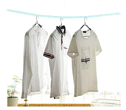 Long Compact Lightweight Camping Hiking Travel Portable Adjustable Rustproof Non-Slip Laundry Hanger Clothesline 16.5' Feet w/ Bonus Plastic Clothes Clips and Mesh Zipper Pouch