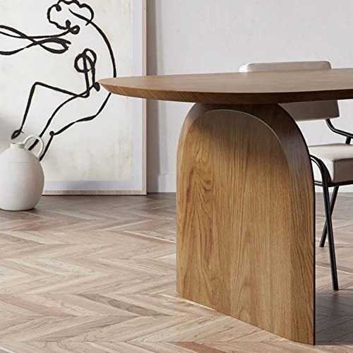 homary 70.9" Japandi Dining Table for 6, Modern Solid Wood Top Oval Table for Dining Room, Kitchen, Living Room