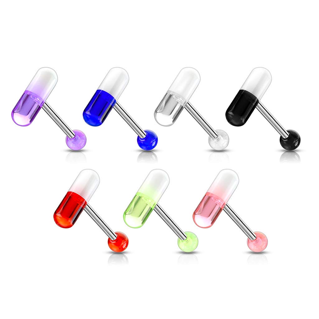 Covet Jewelry Acrylic 2-Color Pill Barbell (Pink)