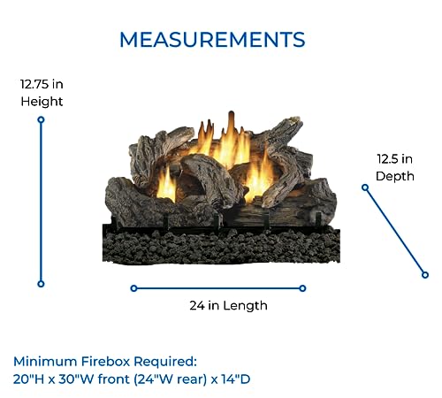 ProCom PCNSDS24RT Dual Fuel Ventless Fireplace Logs Set with Remote Control, Use with Natural Gas or Liquid Propane, 32000 BTU, Heats up to 1100 Sq. Ft, Realistic Painted, 24 Inches