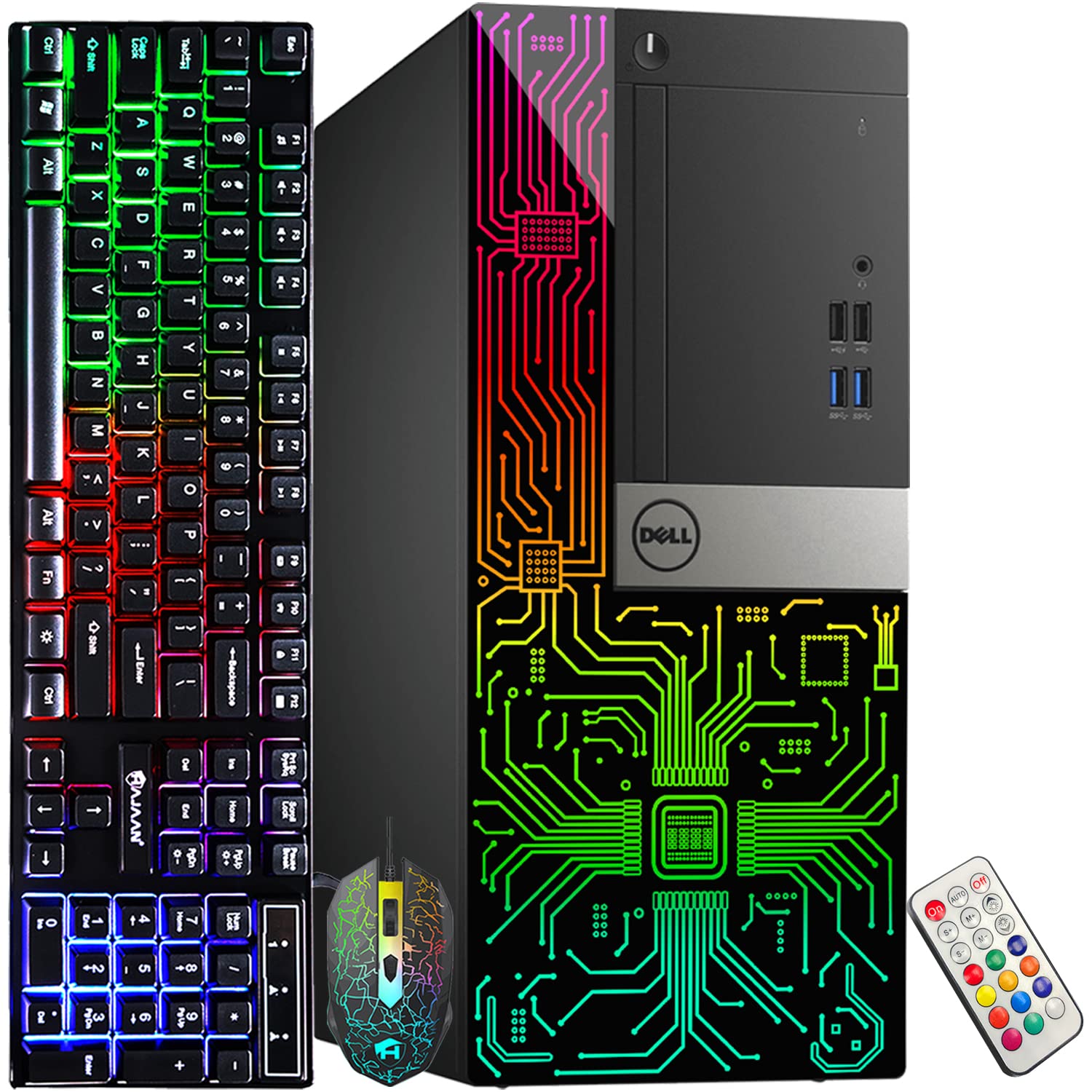 Dell Gaming PC OptiPlex 3040 Tower Desktop Computer - Intel Core i7 6th Gen (3.40 GHz) - GeForce GT 730 2GB GDDR5-16GB RAM - 1TB SSD - Windows 10 Pro - Wi-Fi - Keyboard & Mouse - HDMI (Renewed)