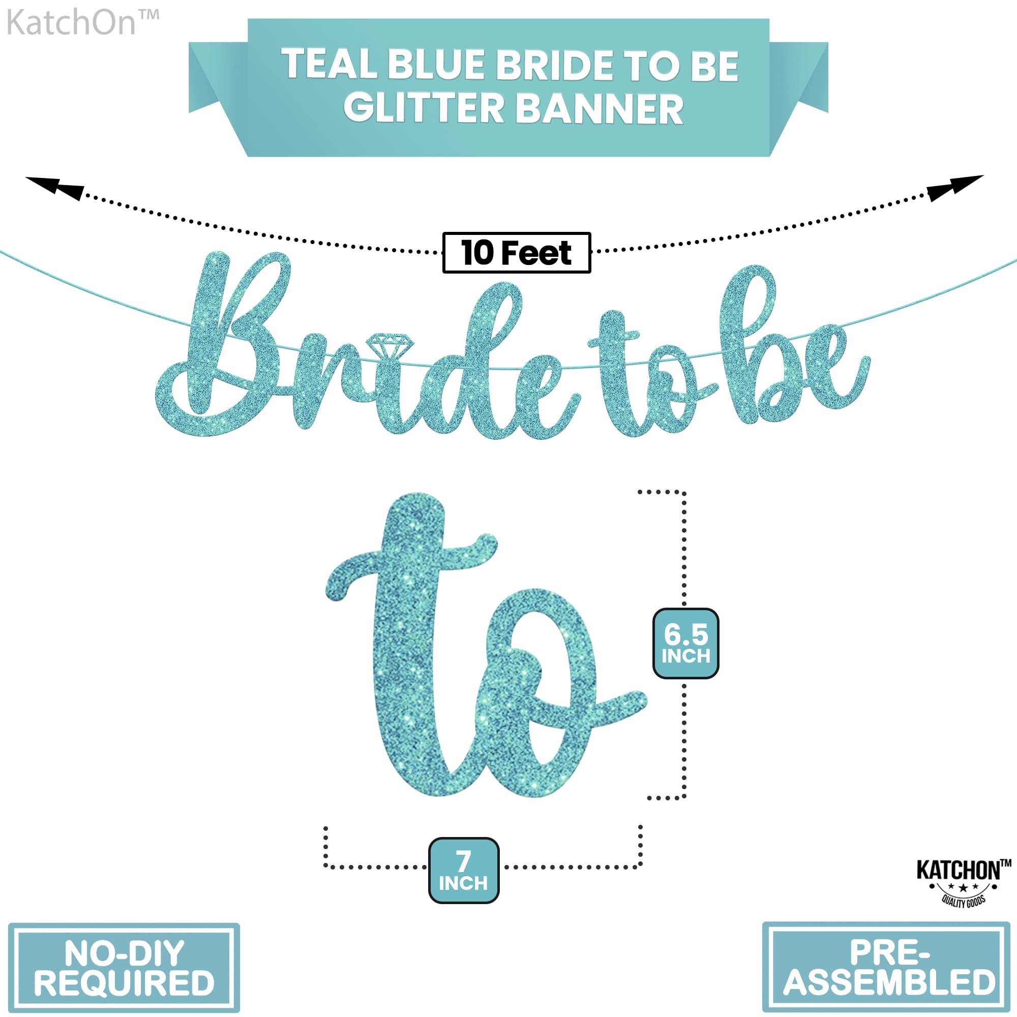 KatchOn, Blue Glitter Bride To Be Banner - 10 Feet, No DIY | Blue Bride to Be Sign for Bachelorette Party Decorations | Bridal Shower Banner for Bridal Shower Decorations | Bride To Be Decorations