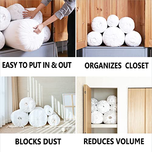 Roll&Stack Storage Bag Organizer for Comforters, Blankets, Bedding, Bulky Clothes, Puffer Jackets, Dust Proof, Breathable, Machine-Washable, Sturdy, High-density Premium Fabric, Easy to Organize, Space Bags - L (45L), Gray, 2 pack
