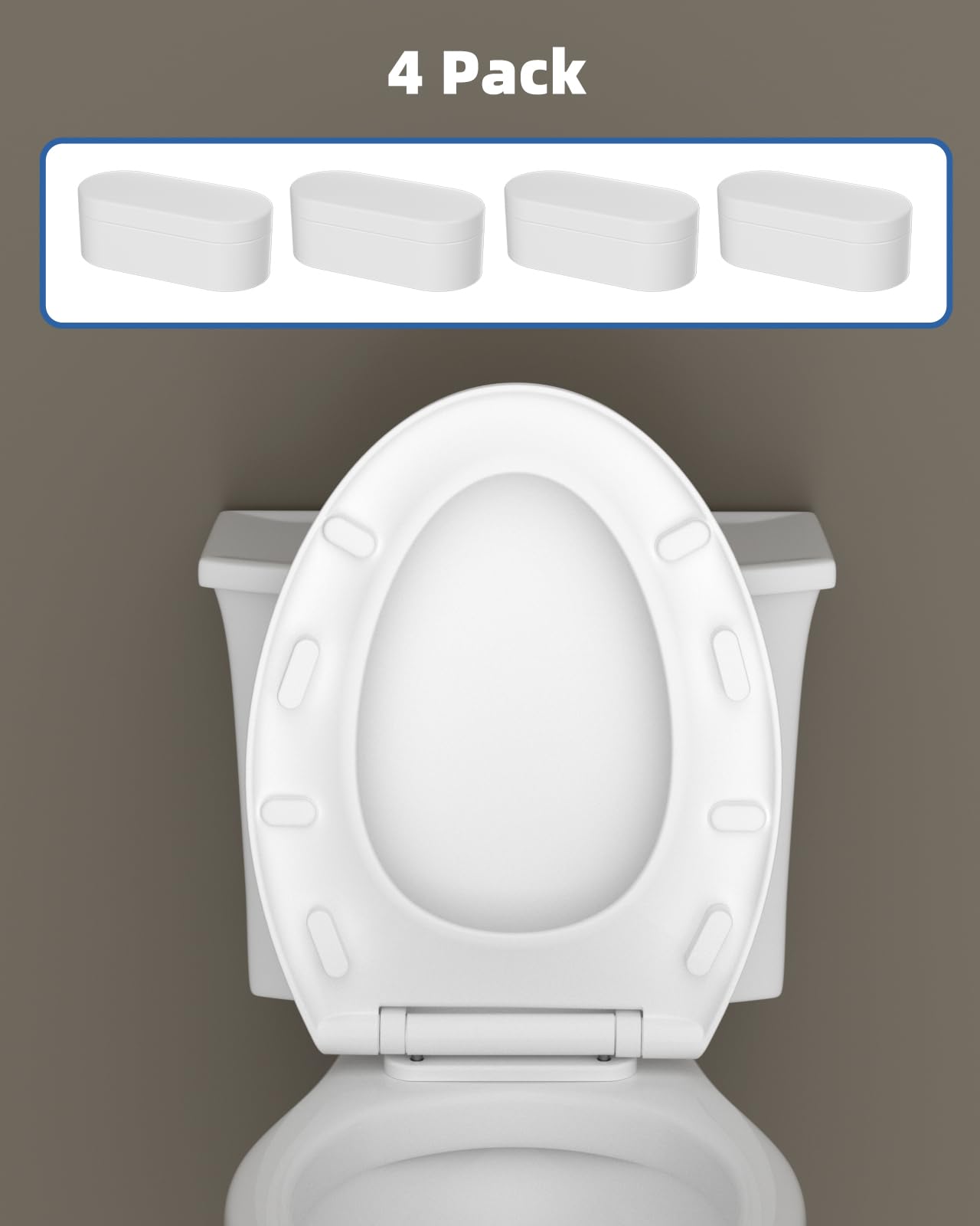 Hibbent 4 pieces Toilet Seat Bumpers for Bidet, Strong Adhesive Toilet Seat Bumpers for Use with Bidet Attachment, Universal Buffer Toilet Lid Rubber Bumpers, White