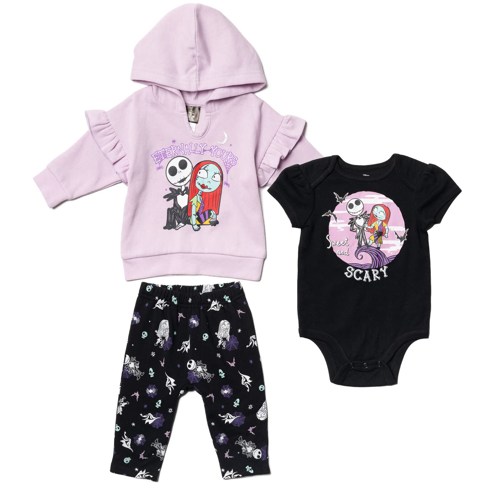 Disney Nightmare Before Christmas Jack Skellington Sally Newborn Baby Boy or Girl 3 Piece Outfit Set 3-6 Months