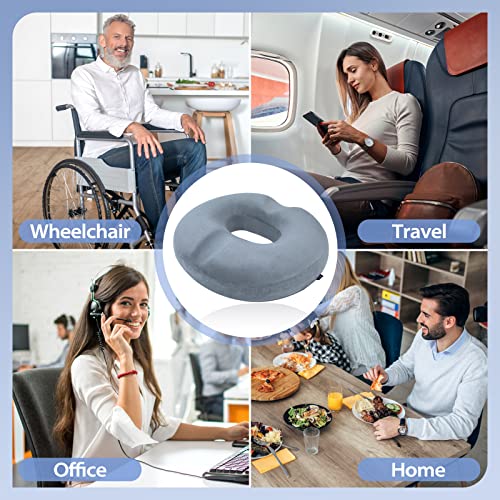 HOMCA Donut Pillow Hemorrhoid Seat Cushion for Office Chair, Premium Memory Foam Chair Cushion, Sciatica Pillow for Sitting Tailbone Pain Car Seat Cushions, Gray