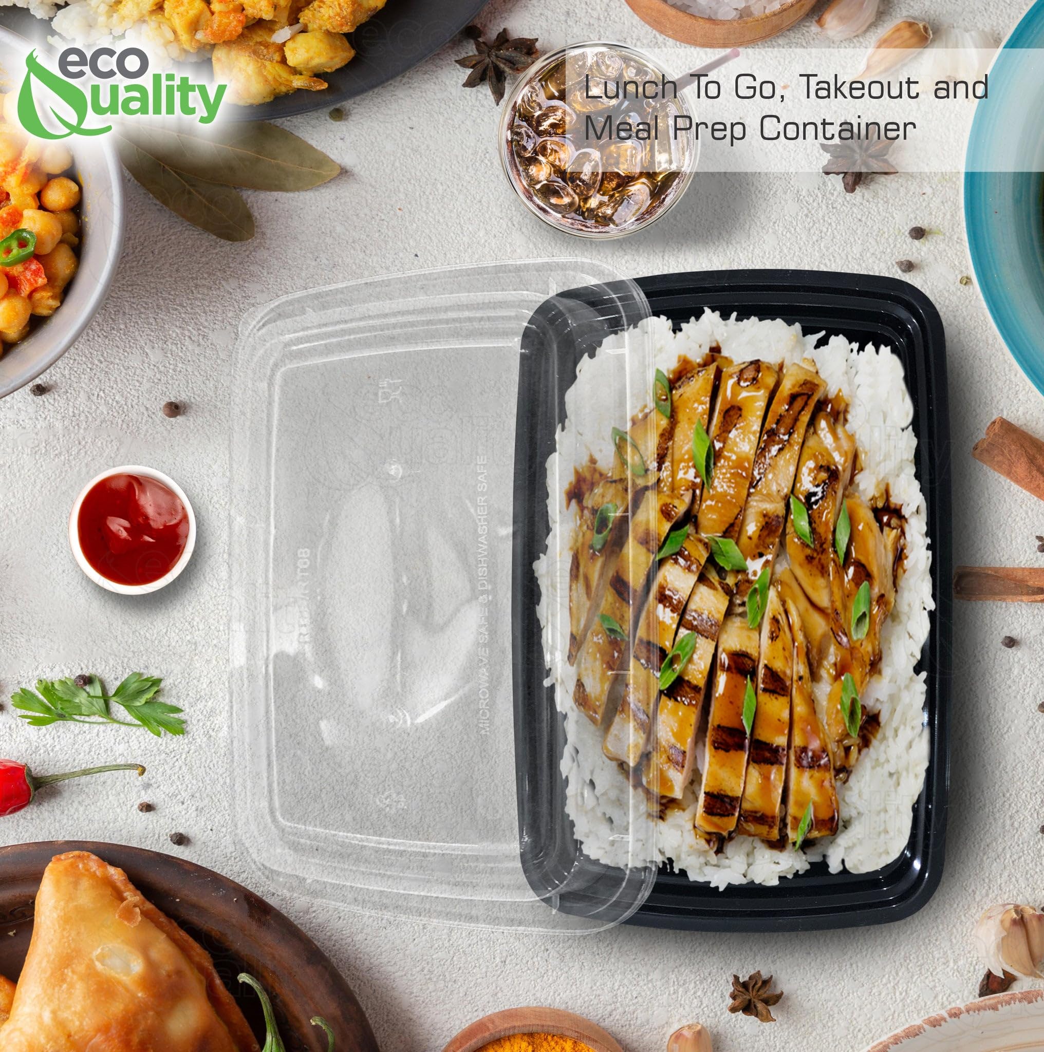 EcoQuality 38 oz Reusable Food Storage 25 Pack Containers with Lids Rectangular BPA Free Freezer, Microwave & Dishwasher Safe β Airtight & Watertight Stackable, Lunch Meal Prep, To-Go, Bento Box