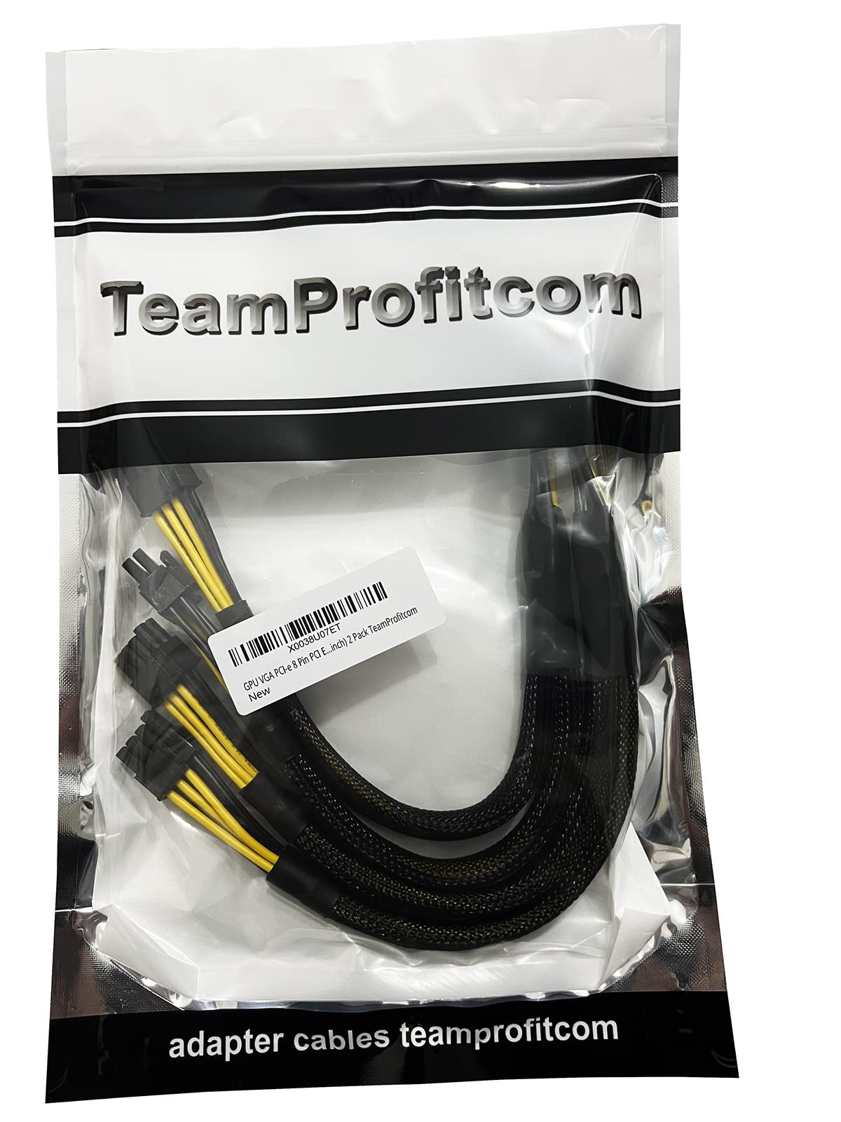 TeamProfitcom 16 AWG GPU VGA PCI-e 8 Pin PCI Express Graphics Video Card GPU VGA 8 Pin Female to Dual GPU 8(6+2) Pin Male Sleeved Splitter Power Extension Cable 12-inches (2 Pack)