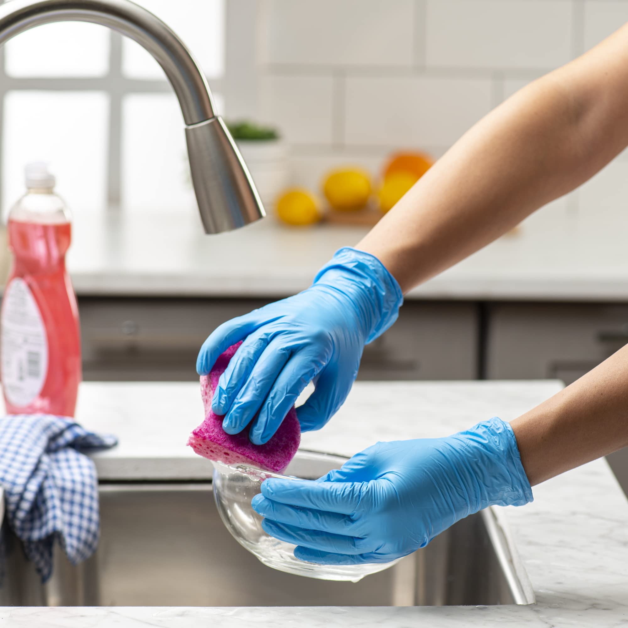 Comfy Package [100 Count Synthetic Vinyl Gloves, Blend Disposable Gloves, Powder & Latex Free, Plastic Non-Sterile Gloves - X-Large