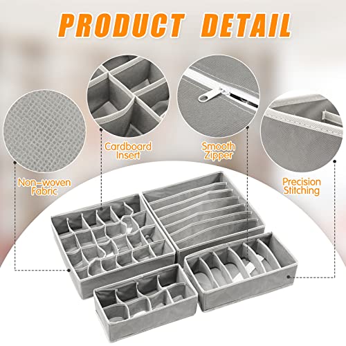 Thenshop 12 Pieces Closet Underwear Organizer Drawer Divider Foldable Bra Organizers Cabinet Clothes Socks Drawer Organizer Storage Box Baskets for Underwear, Bras, Socks, Ties and Towels