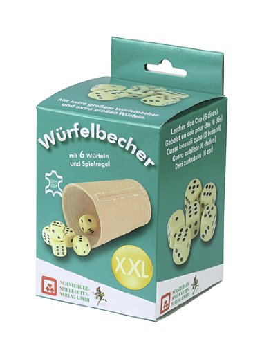 Nürnberger Spielkarten-Verlag GmbH NSV 6021 Dice Cup Leather with 6 Dice and Instructions in Folding Box XXL Dice Game