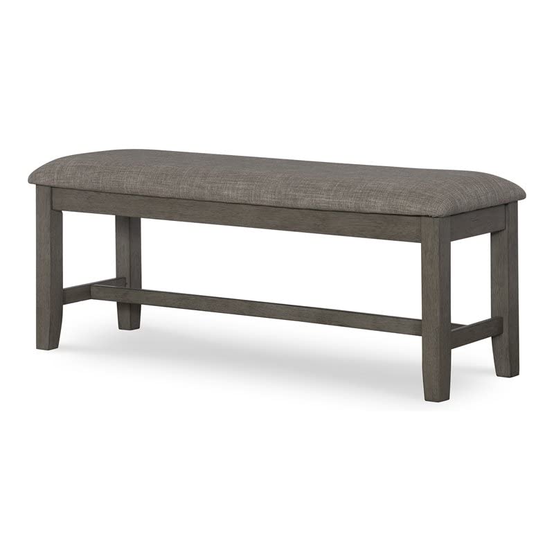 HFO Allston Park 19.5" Upholstered Fabric Farmhouse Rustic Solid Wood Dining Bench for Kitchen Dining Room in Gray