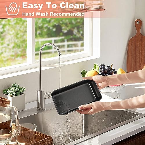 Herogo Non-Stick Loaf Pan, 9 x 5 Inch Stainless Steel Meatloaf Baking Pan for Baking Bread Meatloaf Brownie Lasagna, Black Rectangle Bread Loaf Pan for Homemade Bread, Oven Safe