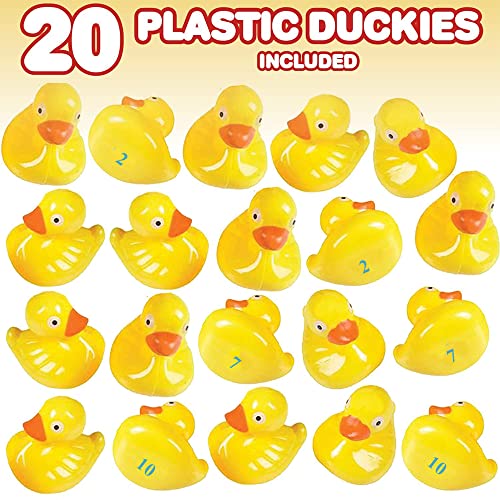 Gamie Duck Pond Matching Game for Kids Includes 20 Plastic Ducks with Numbers and 3β x 6β Inflatable Pool - Fun Memory Game - Water Outdoor Game for Children, Preschoolers, Birthday Party