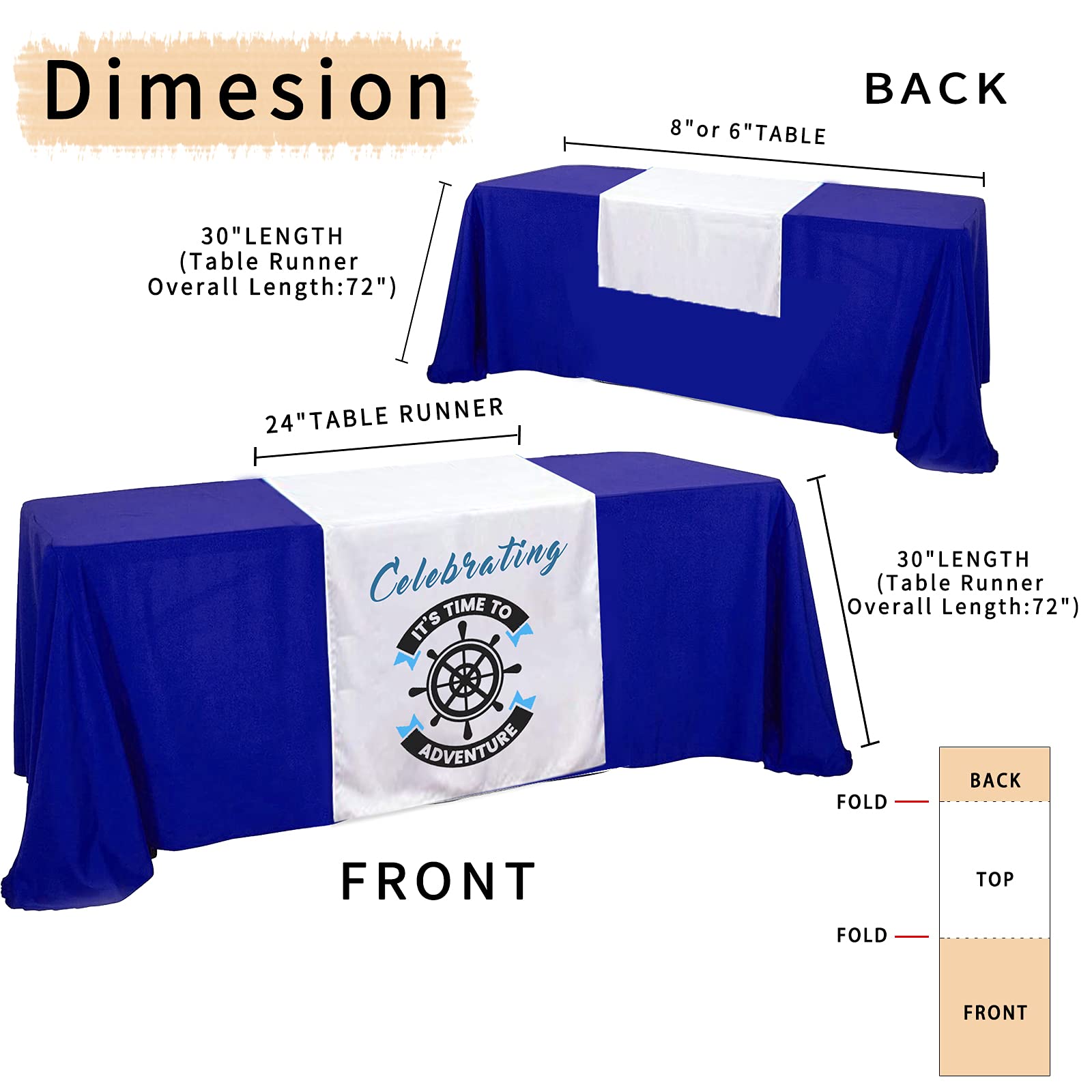 Custom Table Runner 36"x72"with Business Logo or Your Text Personalized Tablecloth Runners Customize with Logo for Birthday Wedding Anniversary Tradeshow Eventsā¦