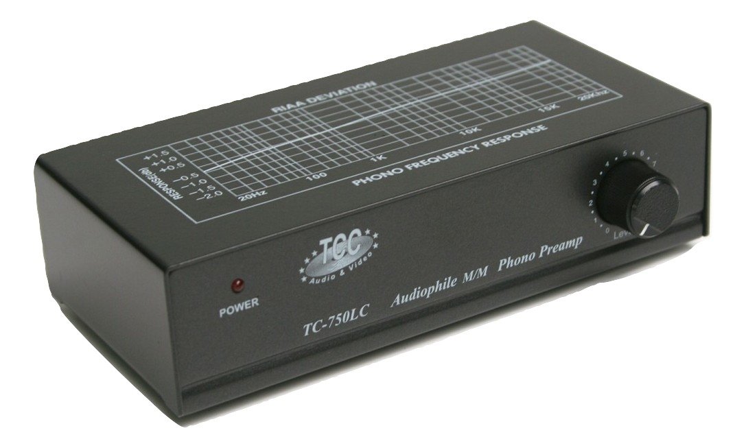 Technolink TC-750LC Audiophile RIAA Phono Preamp with Output Level Control, 85dB S/N; Black or Silver, Your Choice (Black w/ 1000mA Adaptor Upgrade)