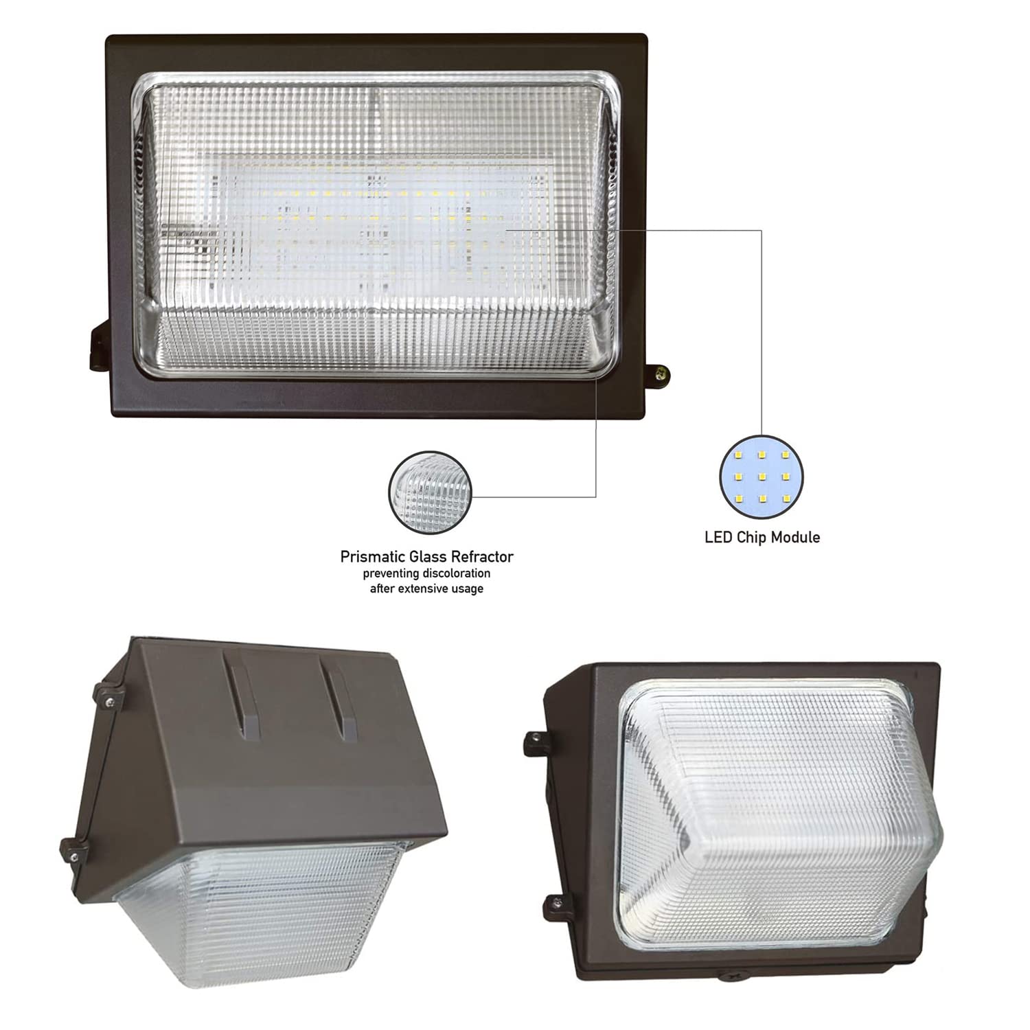 LED Wallpack Lights, 100~277V, 5000K, 30W, Outdoor Wall Pack Lighting, Sealed with High Grade Weatherproof Silicone Gasket, for Parking Areas, Driveways, Garages, Bronze