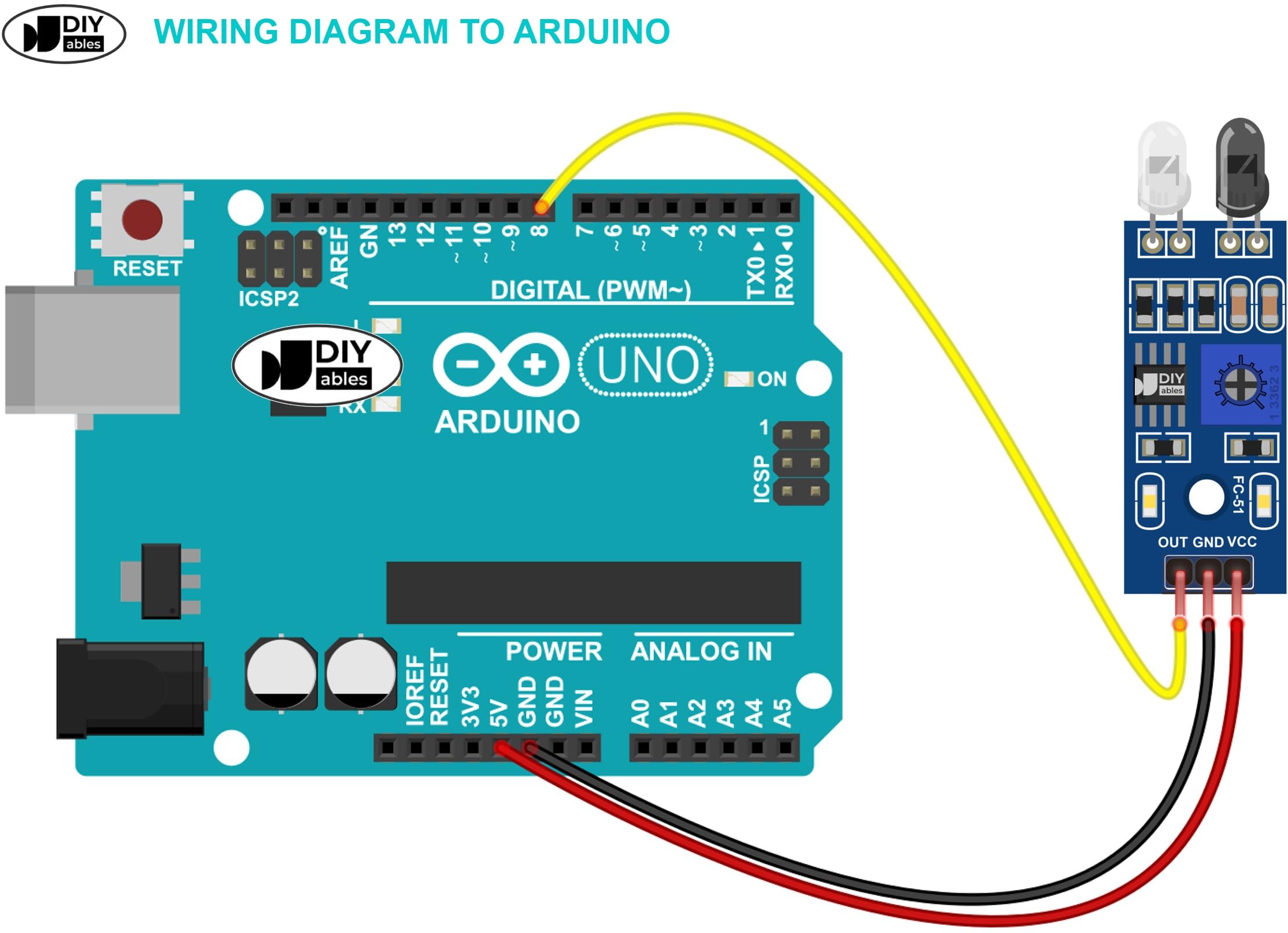 DIYables Infrared Obstacle Avoidance Sensor for Arduino, ESP32, ESP8266, Raspberry Pi, 2 Pieces