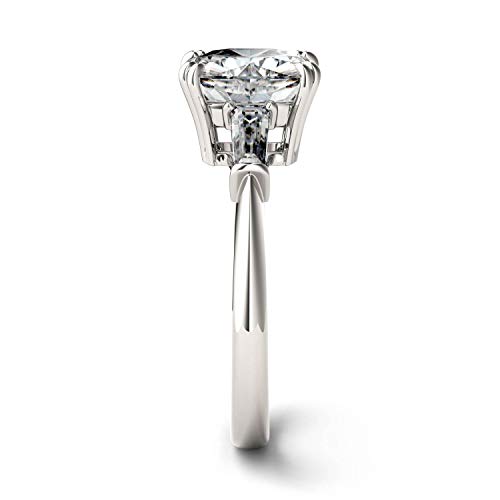 Charles & Colvard Created Moissanite 8mm Cushion Cut Engagement Ring for Women | 2.77 cttw DEW | Lab Grown | Solid 14K White Gold with Rhodium | Size 8.5